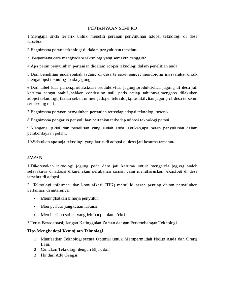 Pertanyaan Sempro | PDF