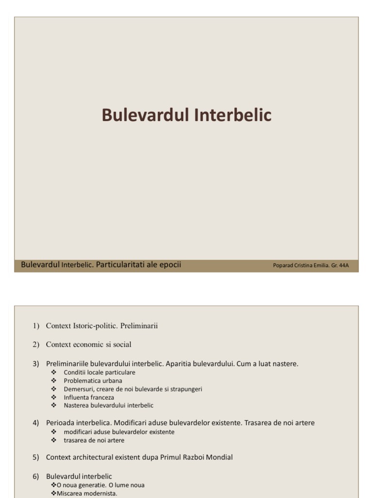 Bulevardul Interbelic | PDF