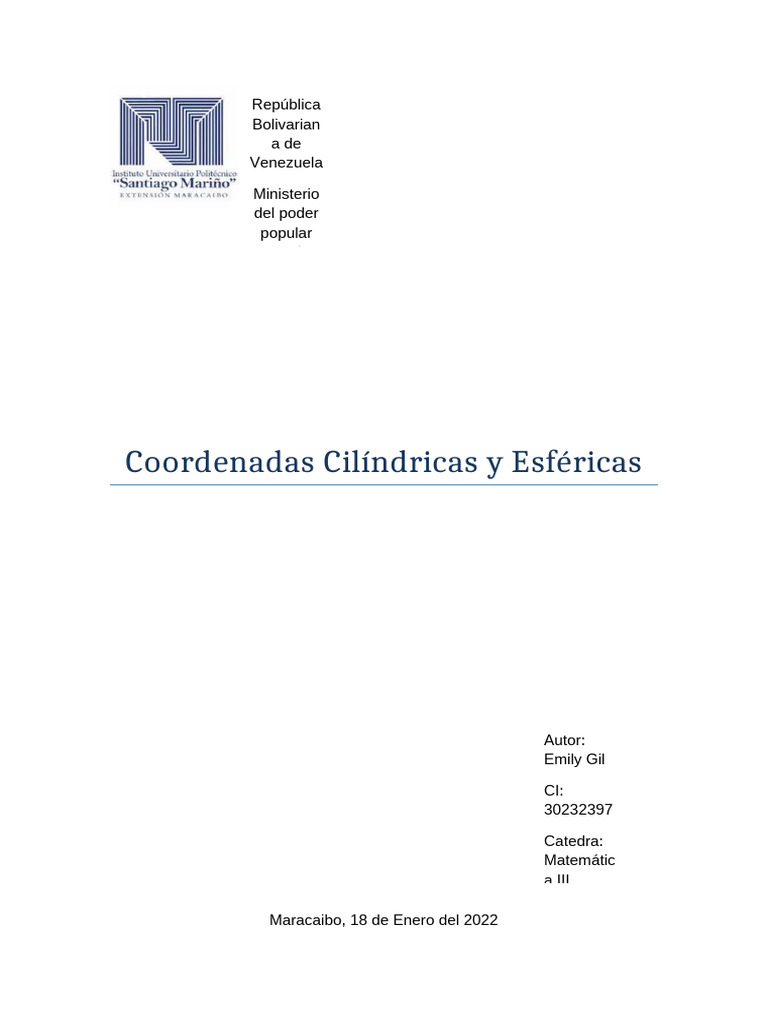 Coordenadas Cilindricas y Esfericas Emily Gil | PDF