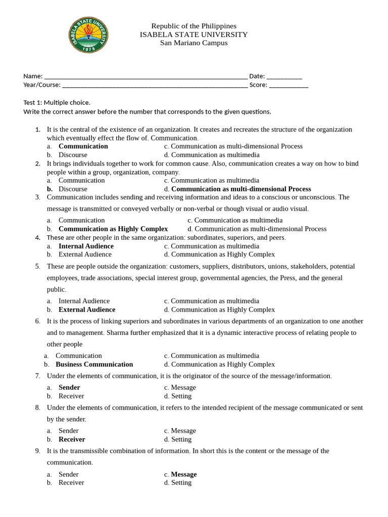 Bpo It-2a Prelim Exam | PDF | Communication | Information
