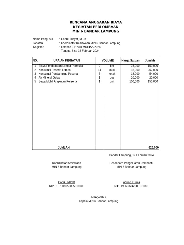 RAB Lomba Gebyar Muhisa 2024 | PDF