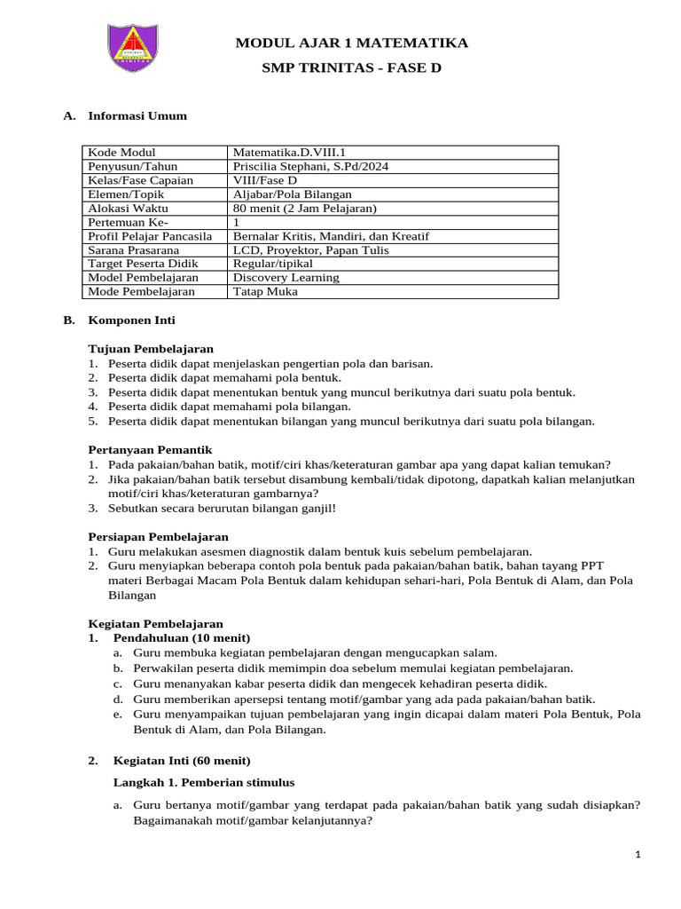 Grade8-Pola Bilangan | PDF