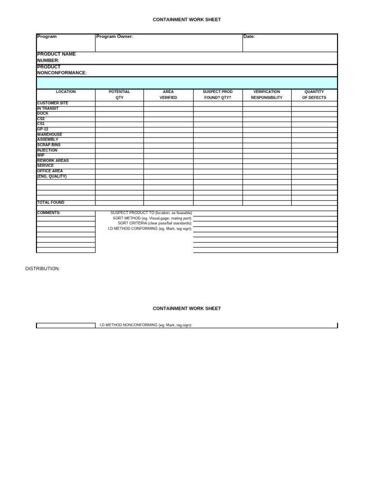 Containment Worksheet | PDF