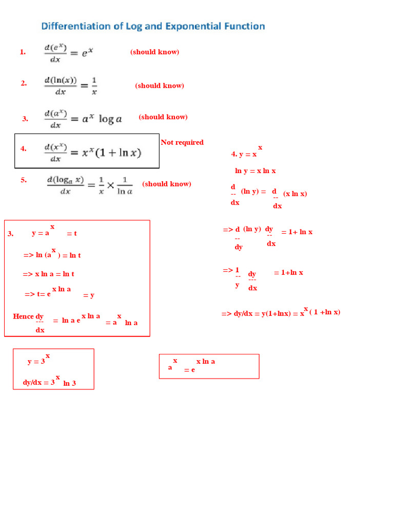 Exponential and Logarithms Differentiation | PDF