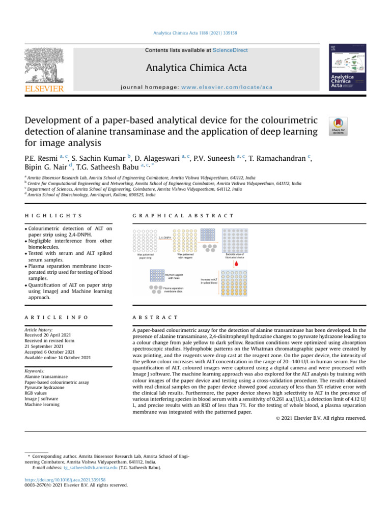 Paper Based Device Colorimetry | PDF | Alanine Transaminase | Lactate ...