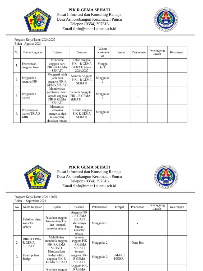 Program Kerja Pik-R 2022.2023 | PDF