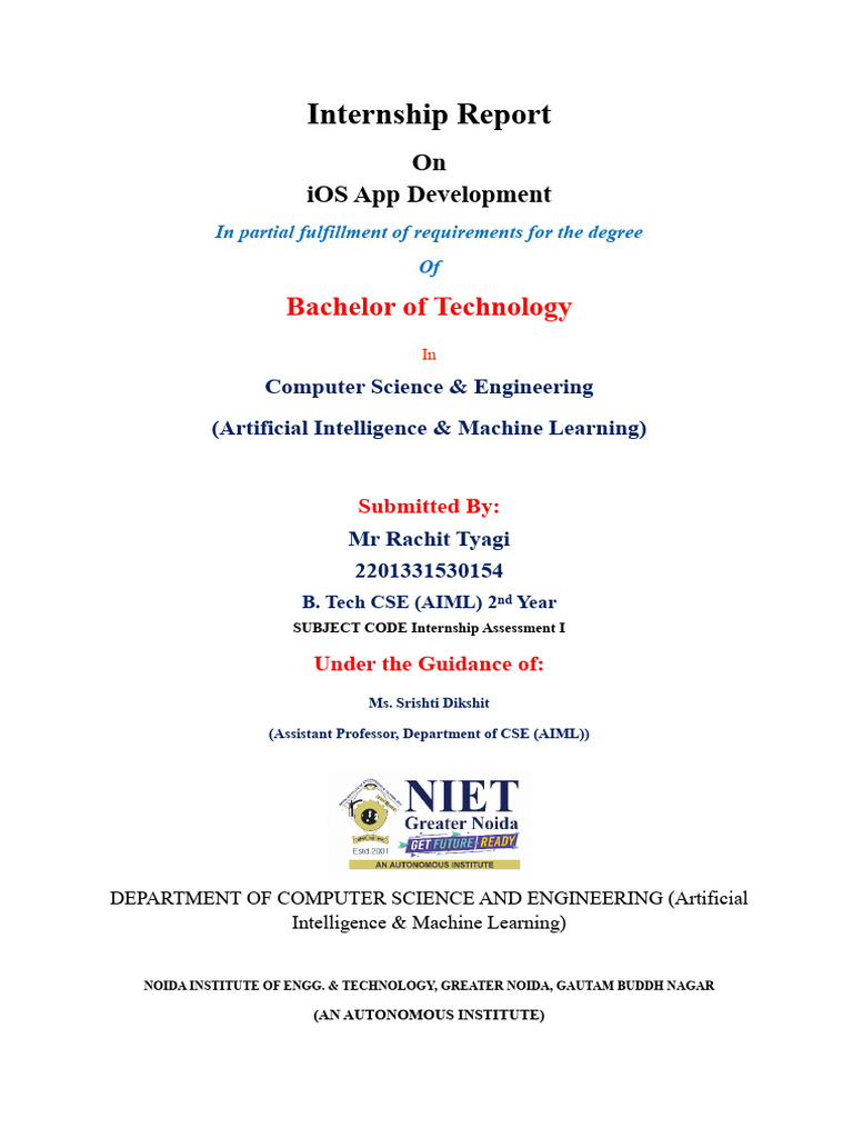 Intership Report | PDF | Xcode | Mobile App