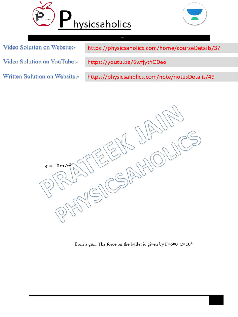 DPP-5 (JEE Main) COM- Impulse | PDF | Force | Tension (Physics)