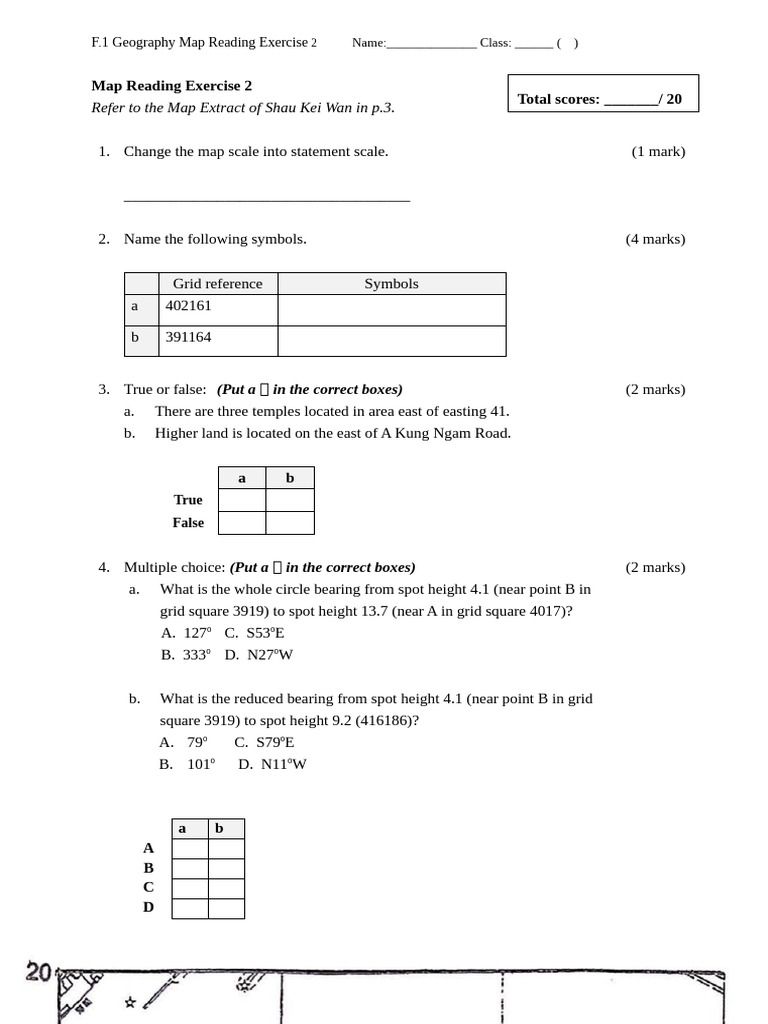 23-24 F1 T2 - Map Reading Ex 2 - Q&A | PDF | Geographical Technology | Cartography