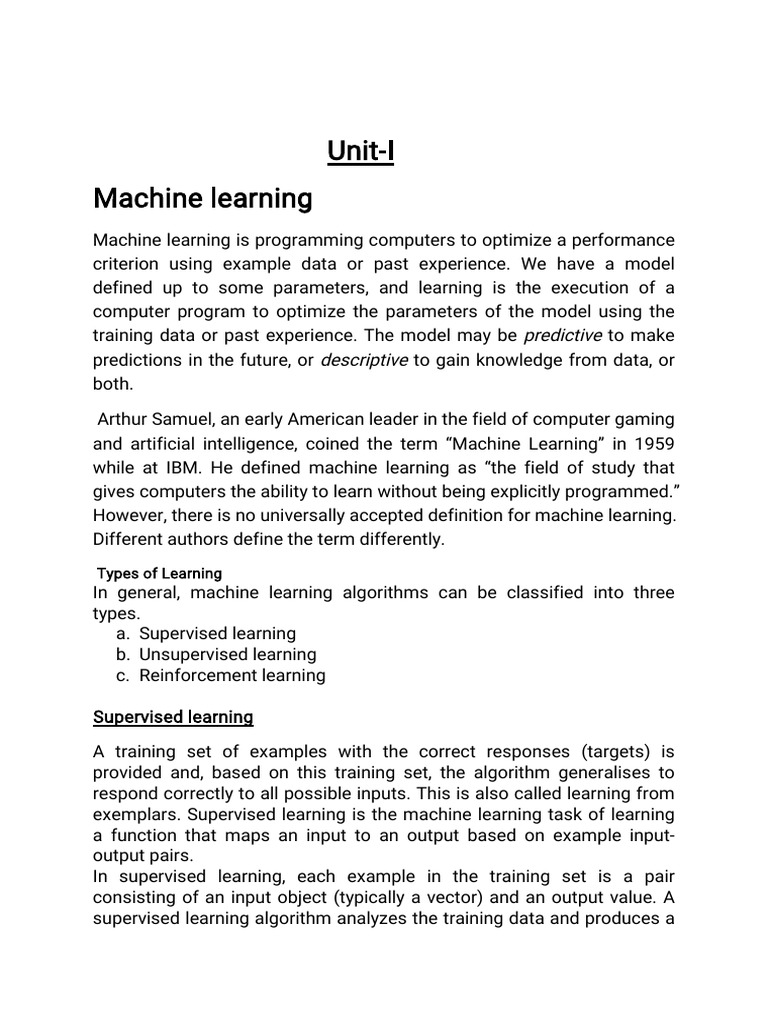 unit 1 | PDF | Machine Learning | Support Vector Machine