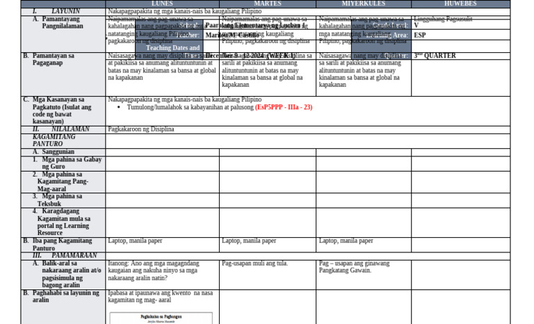 DLL Esp-5 Q3 W1-1 | PDF