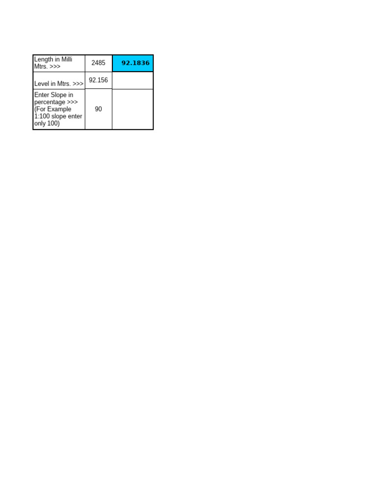 Slope Calculation and Level Measurements | PDF