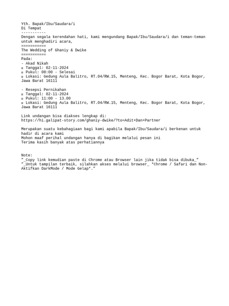 Format Undangan Digital | PDF