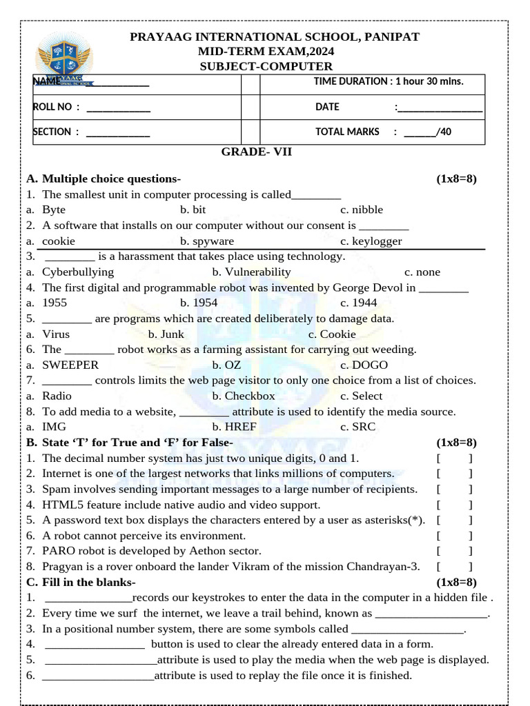 GRADE-7 MID-TERM,24 | PDF | Http Cookie | World Wide Web