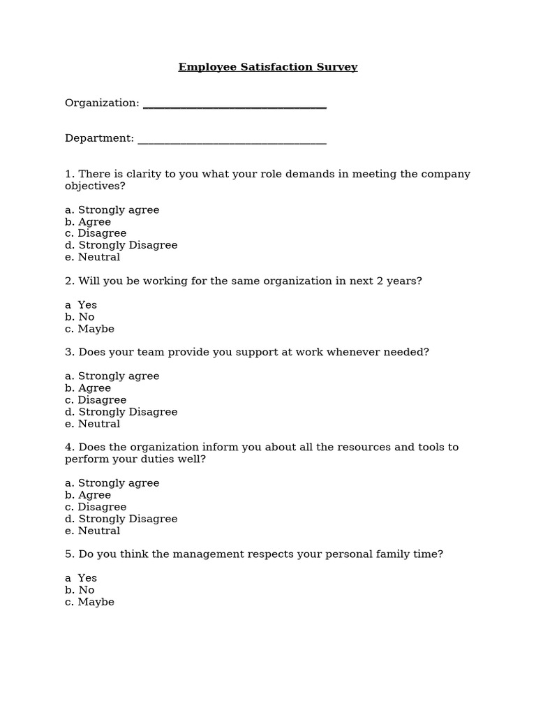 Employee Satisfaction Survey | PDF