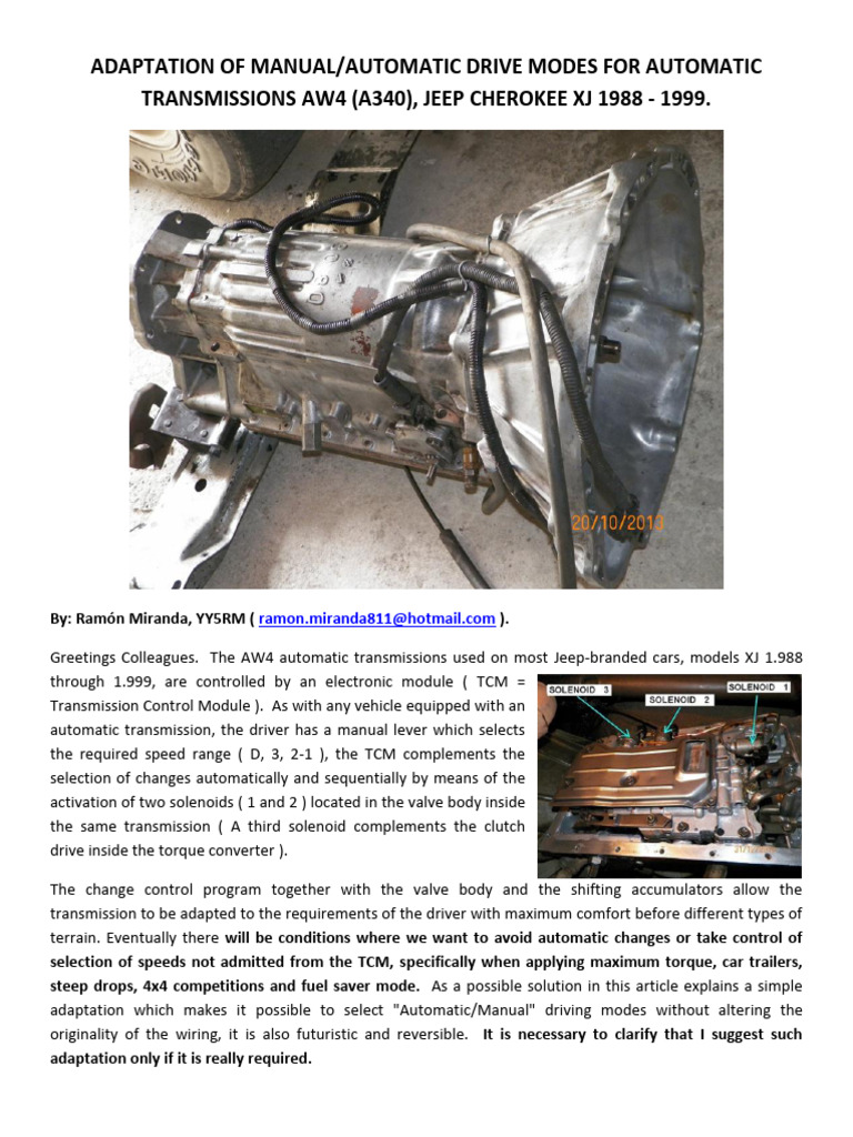 Adaptation of Manual Mode For Aw4 Transmission | PDF | Automatic ...