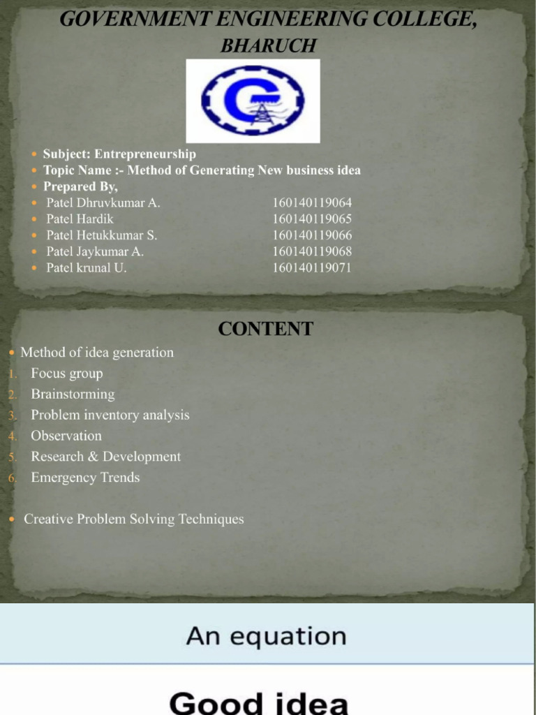 Business Idea Generation Method | PDF