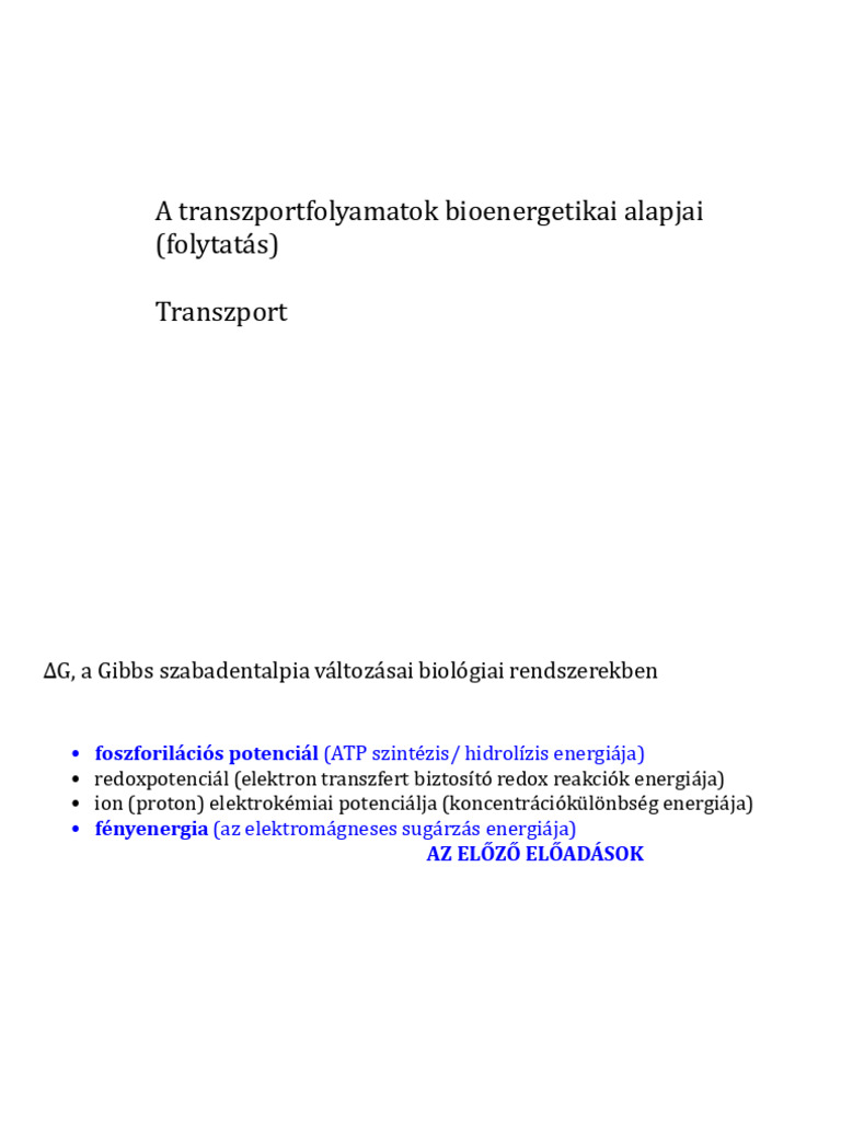 Bioenergetika-2 Transzport | PDF