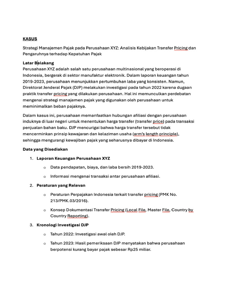 Kasus Transfer Pricing | PDF