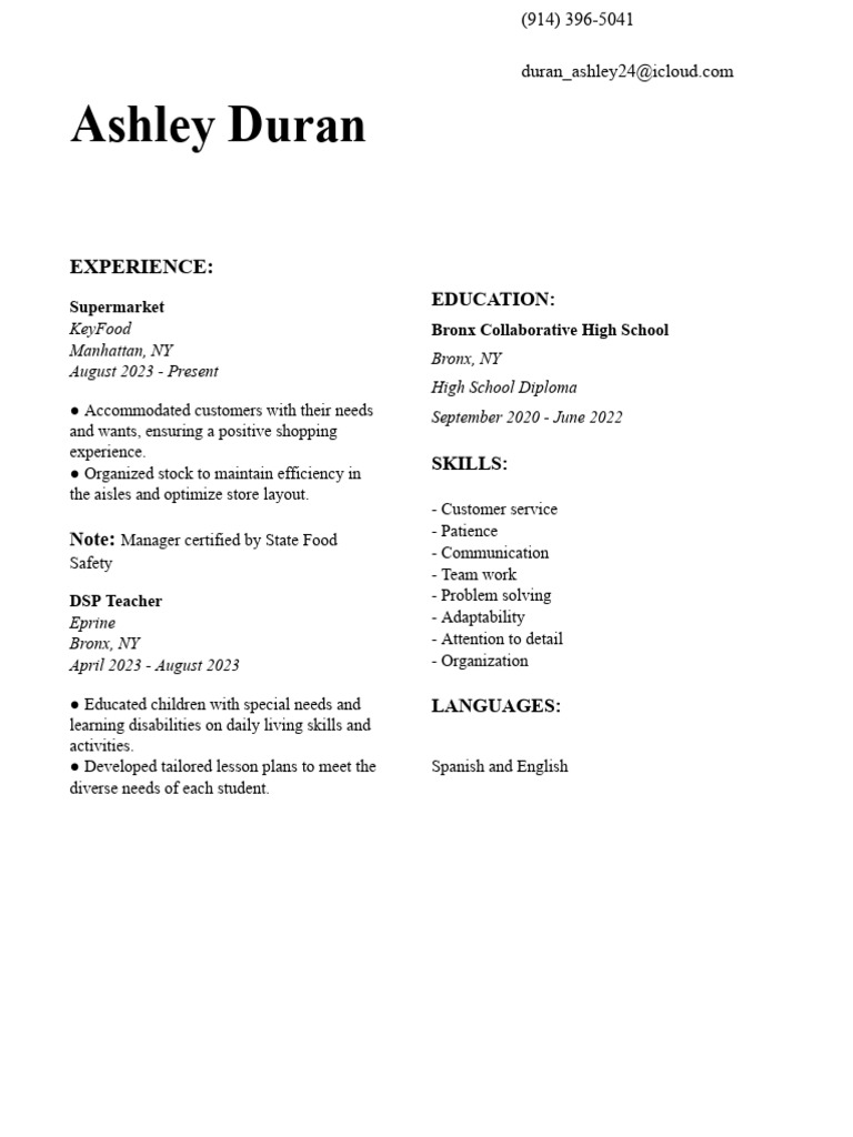 Resume - Ashley 2 | PDF