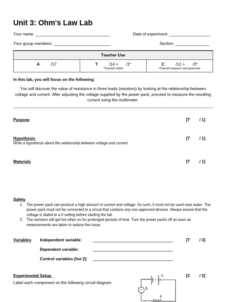 3.6B Ohm's Law Lab | PDF | Electrical Resistance And Conductance | Resistor