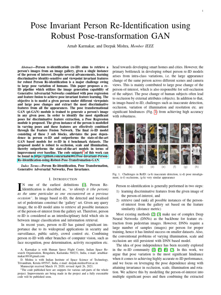 Pose_Invariant_Person_Re-Identification_using_Robu | PDF | Cluster Analysis | Deep Learning