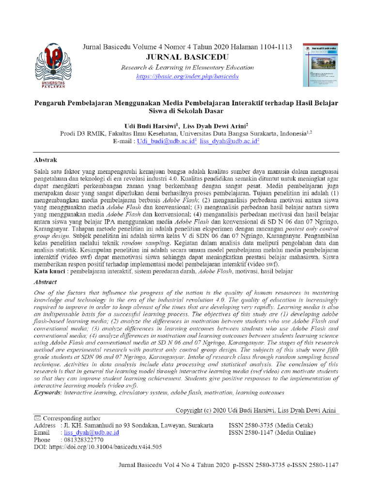 View of Pengaruh Pembelajaran Menggunakan Media Pembelajaran Interaktif Terhadap Hasil Belajar ...