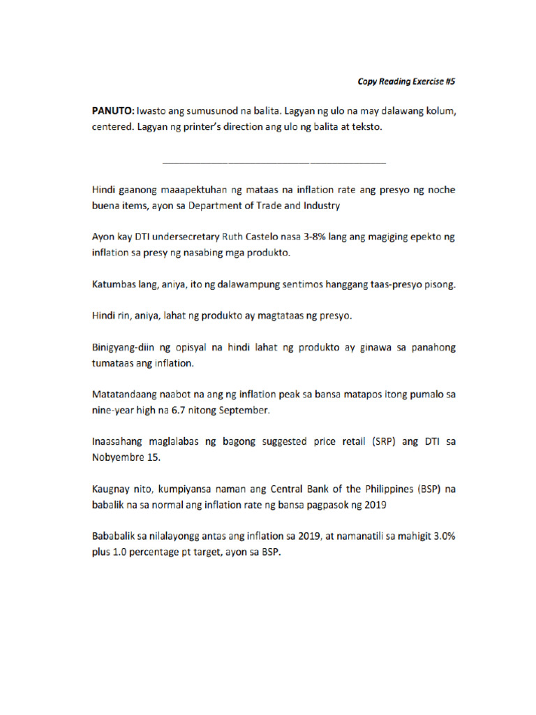 Nov21-CR Exercise - Filipino | PDF