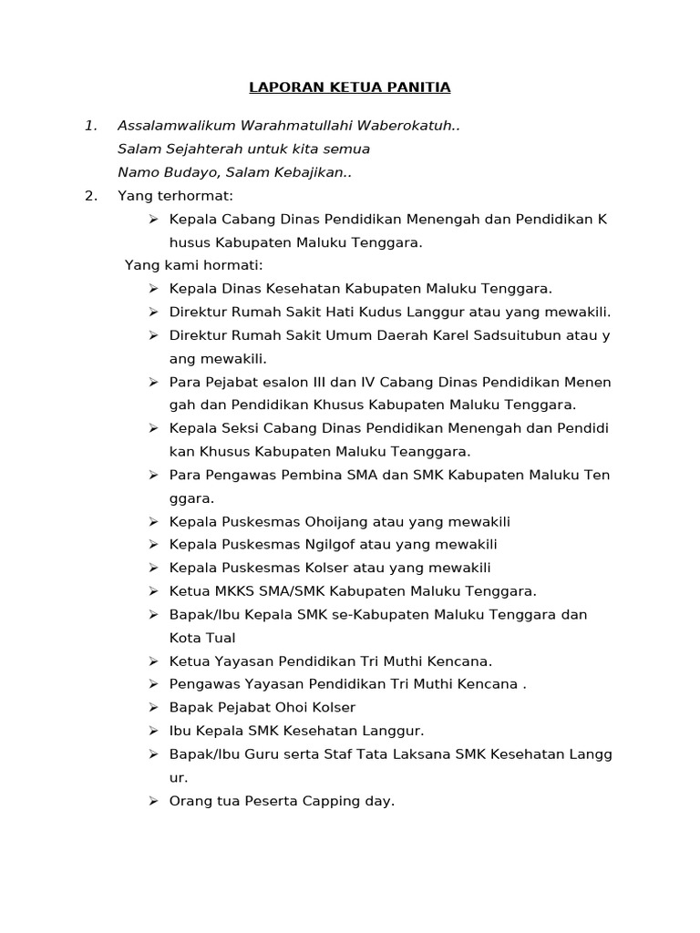 LAPORAN KETUA PANITIA | PDF