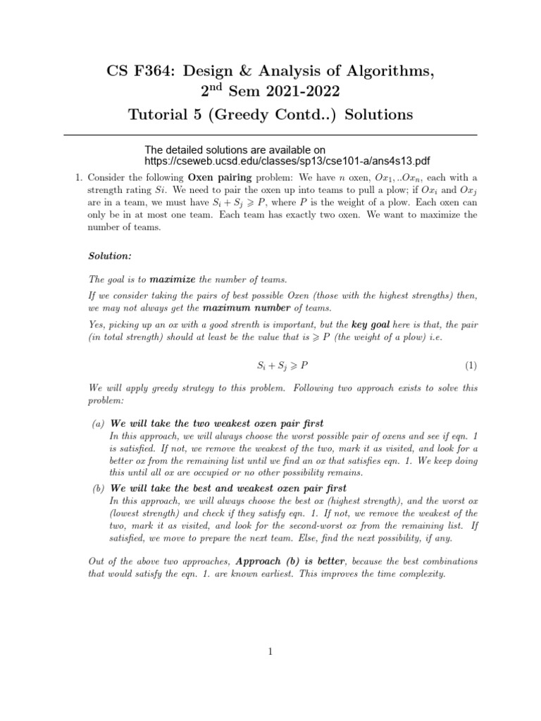 Tut 6 Solution | PDF | Algorithms | Applied Mathematics