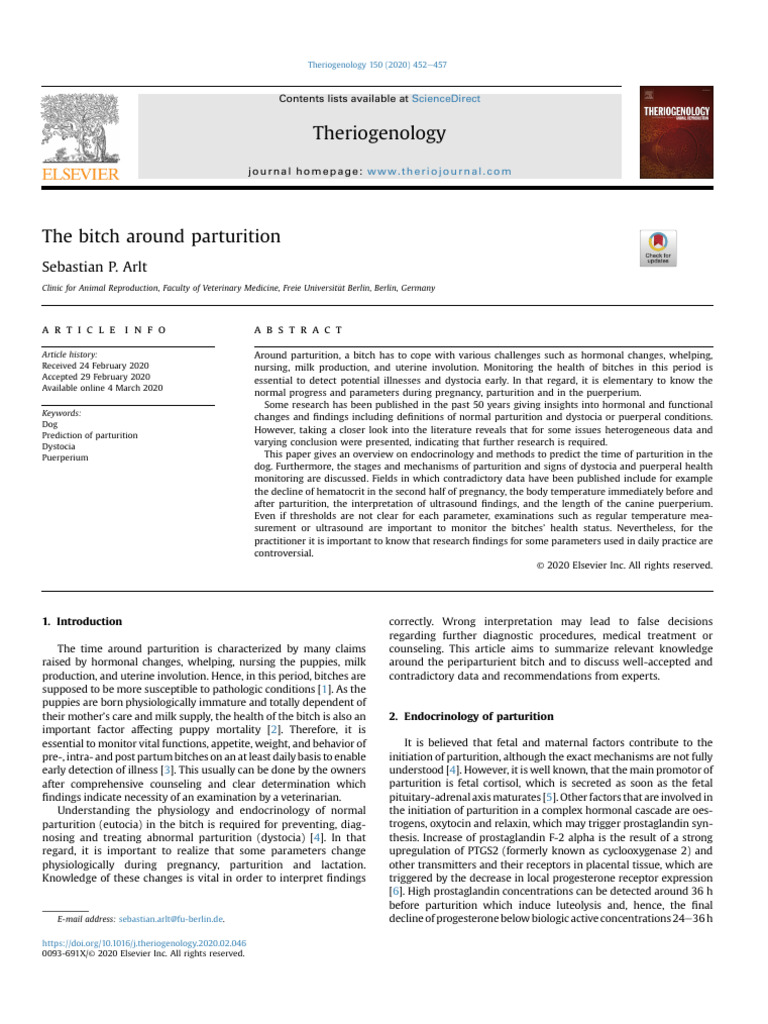 The bitch around parturition | PDF | Childbirth | Uterus