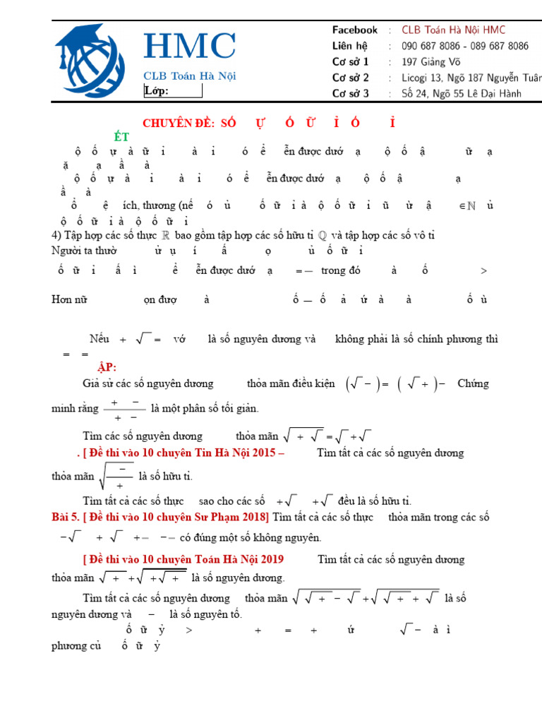 Chuyen de So Vo Ti Huu Ti DB | PDF