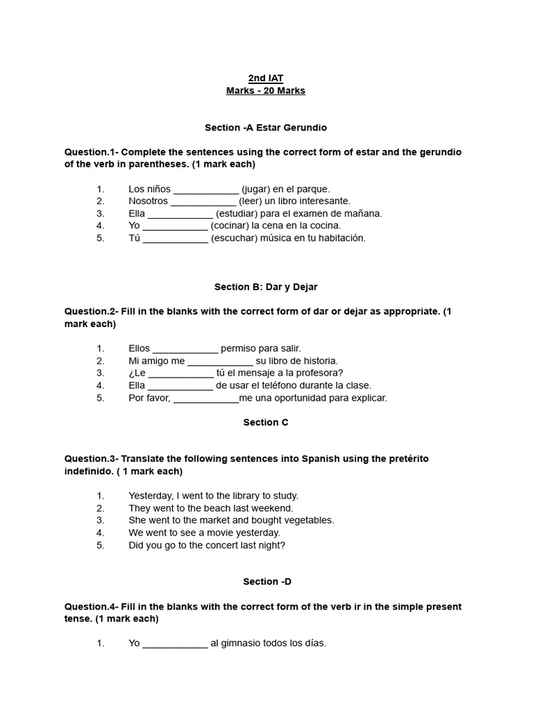 Spanish 2nd IAT | PDF