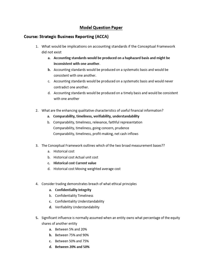 Strategic Business Reporting (ACCA) Model Paper | PDF | Financial ...