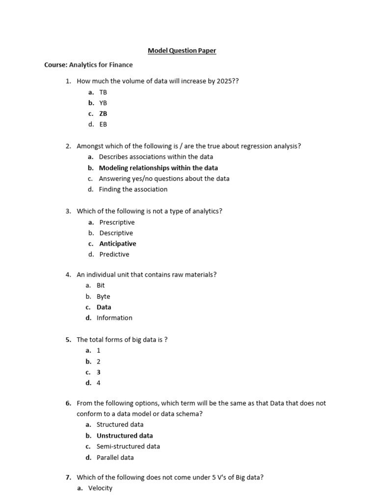 Analytics For Finance Model Paper | PDF | Regression Analysis ...