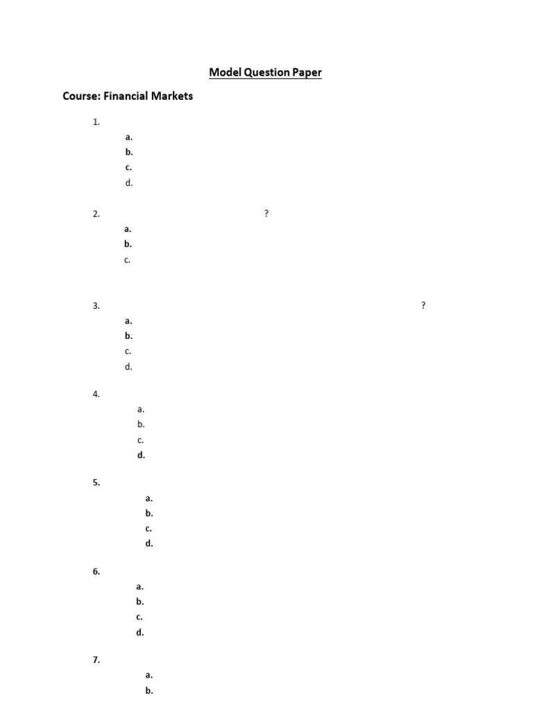 Financial Markets Model Paper | PDF | Bonds (Finance) | Interest