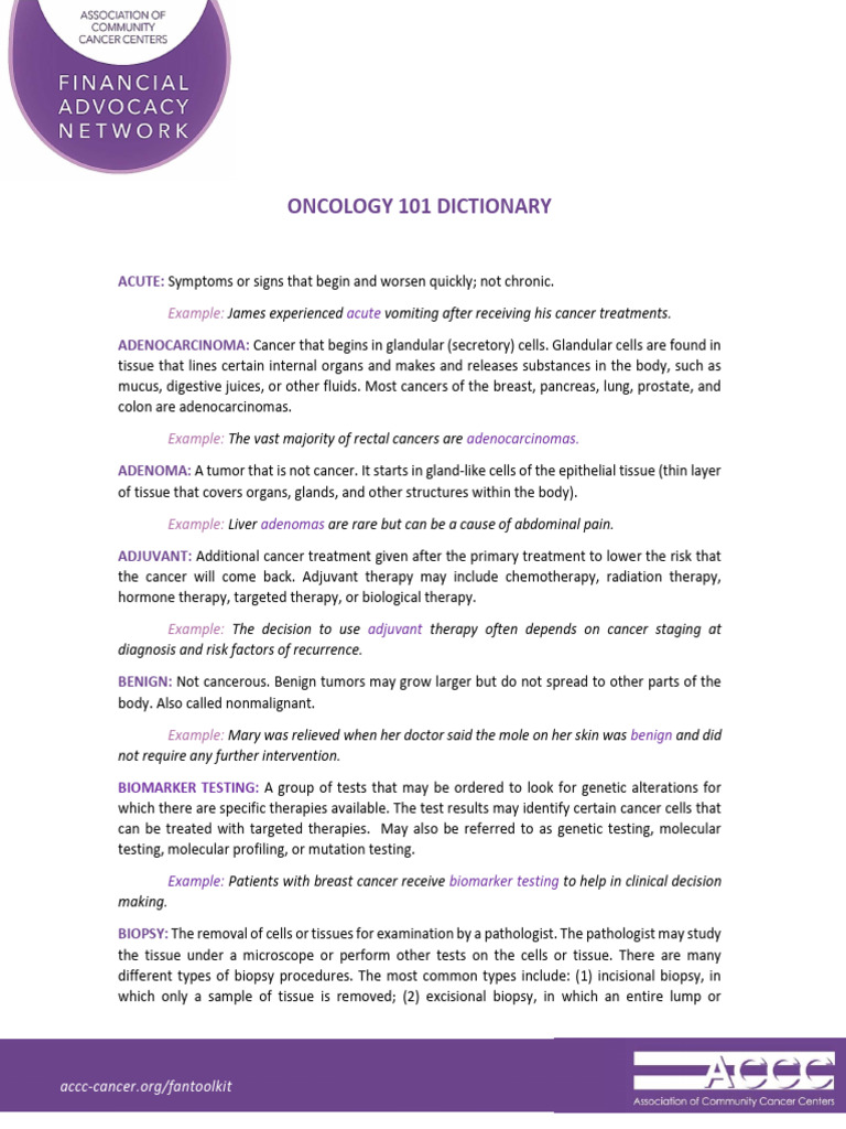 Oncology 101: Cancer Terminology Guide | PDF | Metastasis | Cancer