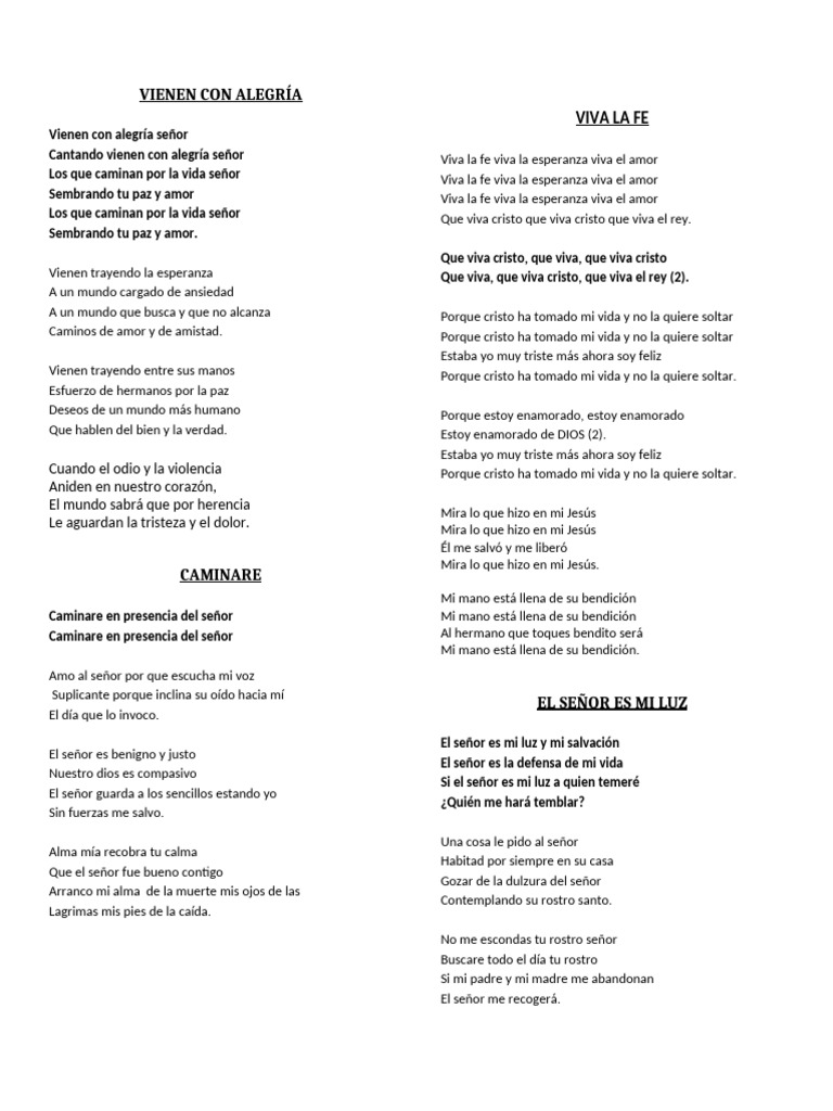 Letras de Canciones Cristianas Inspiradoras | PDF | Cristo (título) | Amor