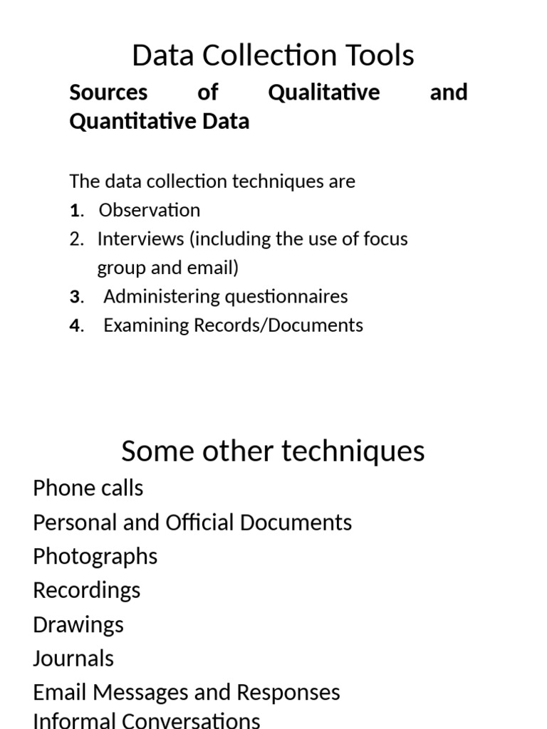 Data Collection Tools 1 Pdf Questionnaire Qualitative Research