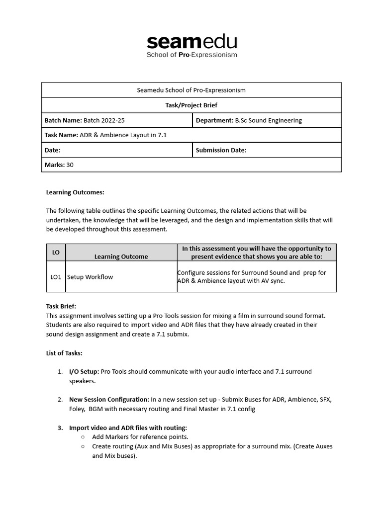 Assignment 1 - Surround Sound | PDF | Computing | Sound Production