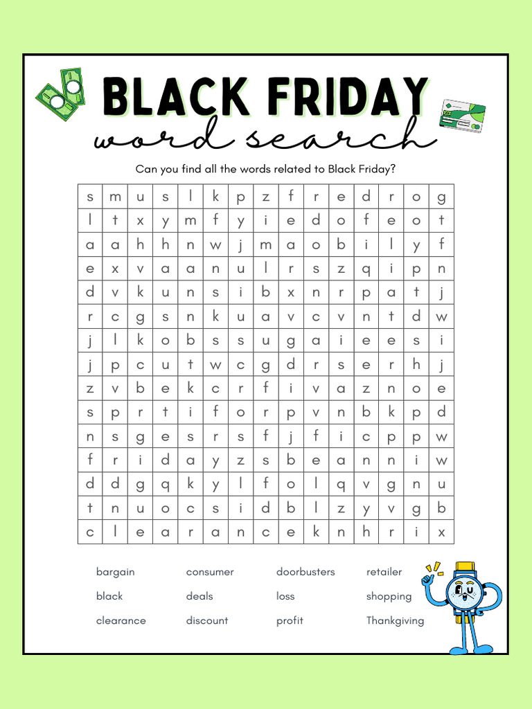 Black Friday Vocabulary Crossword Puzzle For Speech Therapy Worksheet ...