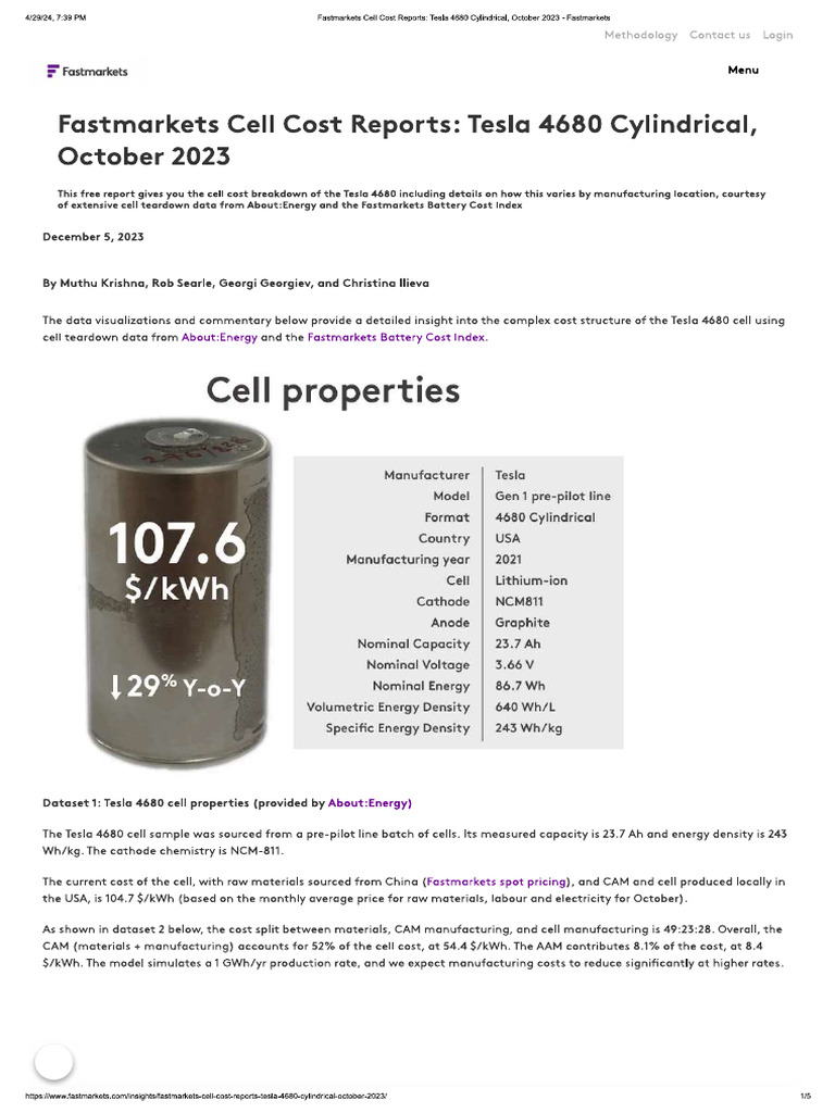 Cost analysis of 4680 | PDF