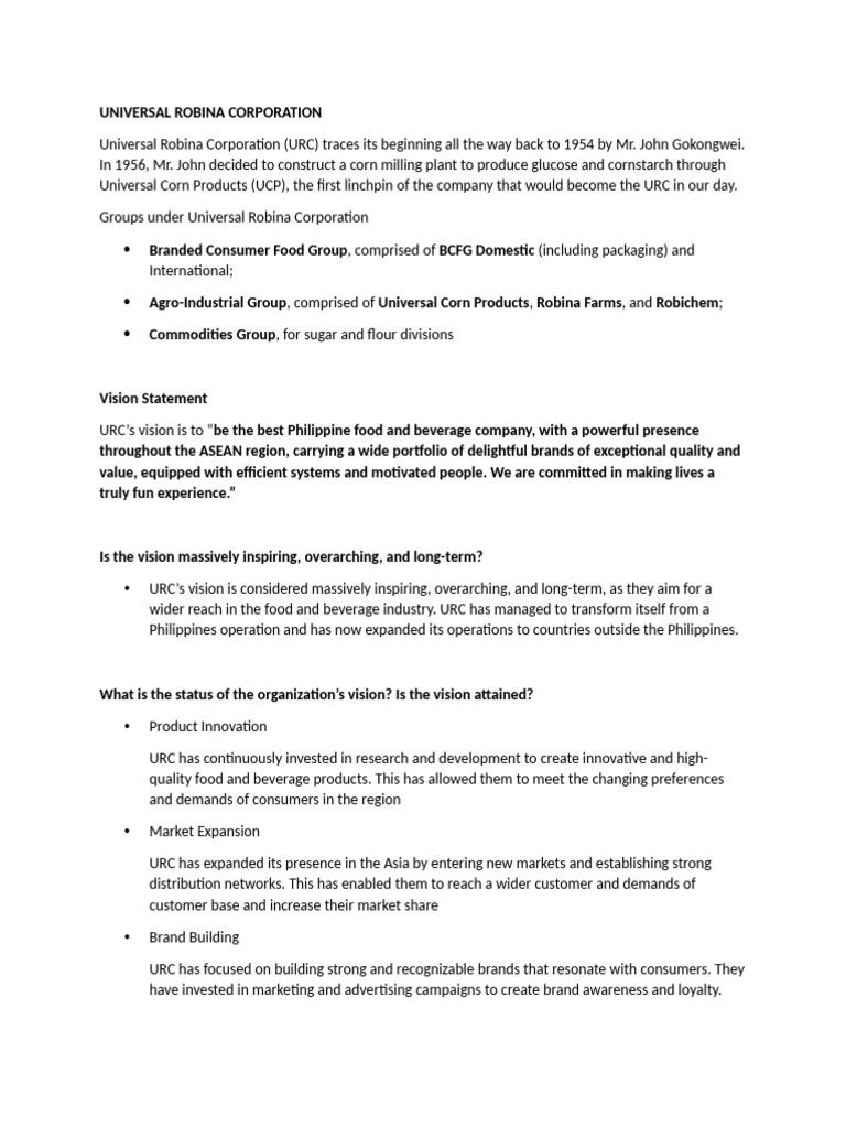 UNIVERSAL ROBINA CORPORATION | PDF | Corporate Social Responsibility ...