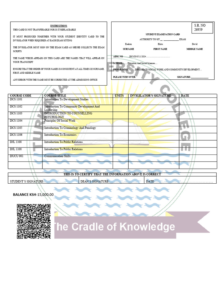 ExamCard 20241202154016 | PDF | Educational Stages | Qualifications