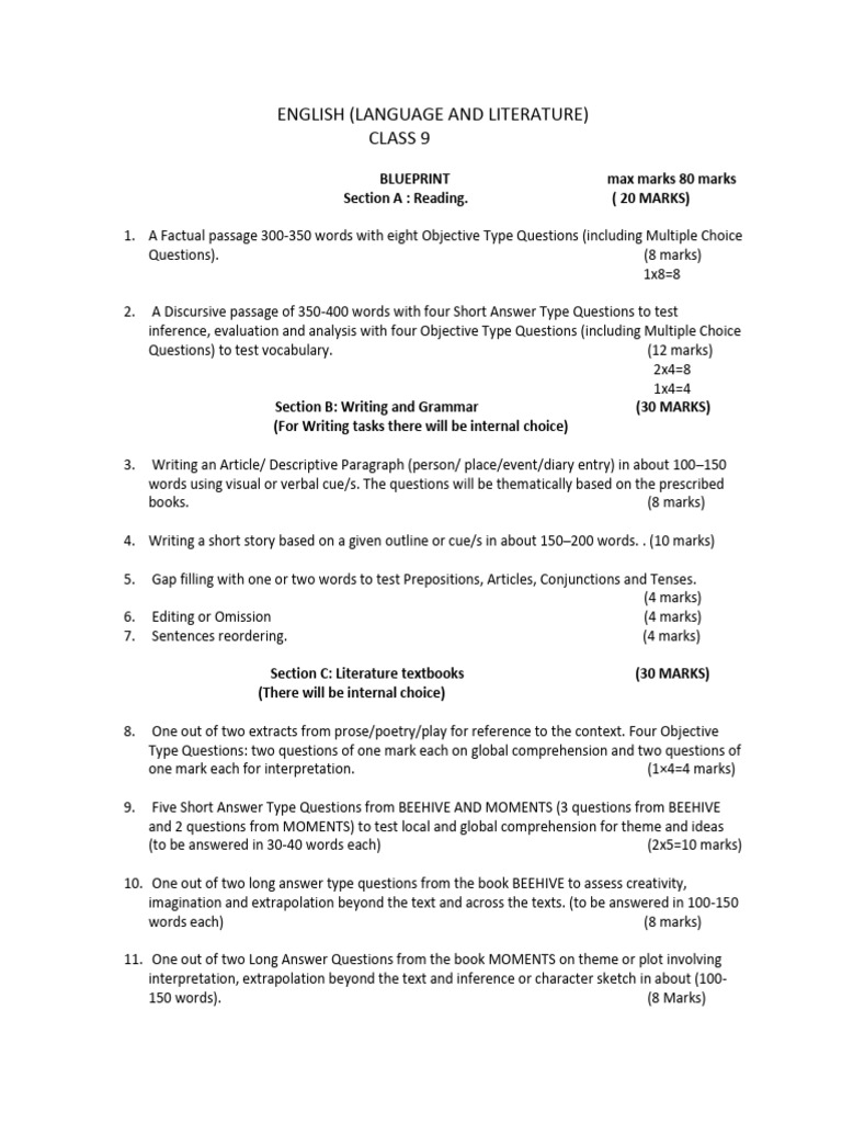 English (Language and Literature) Class 9 | PDF | Area