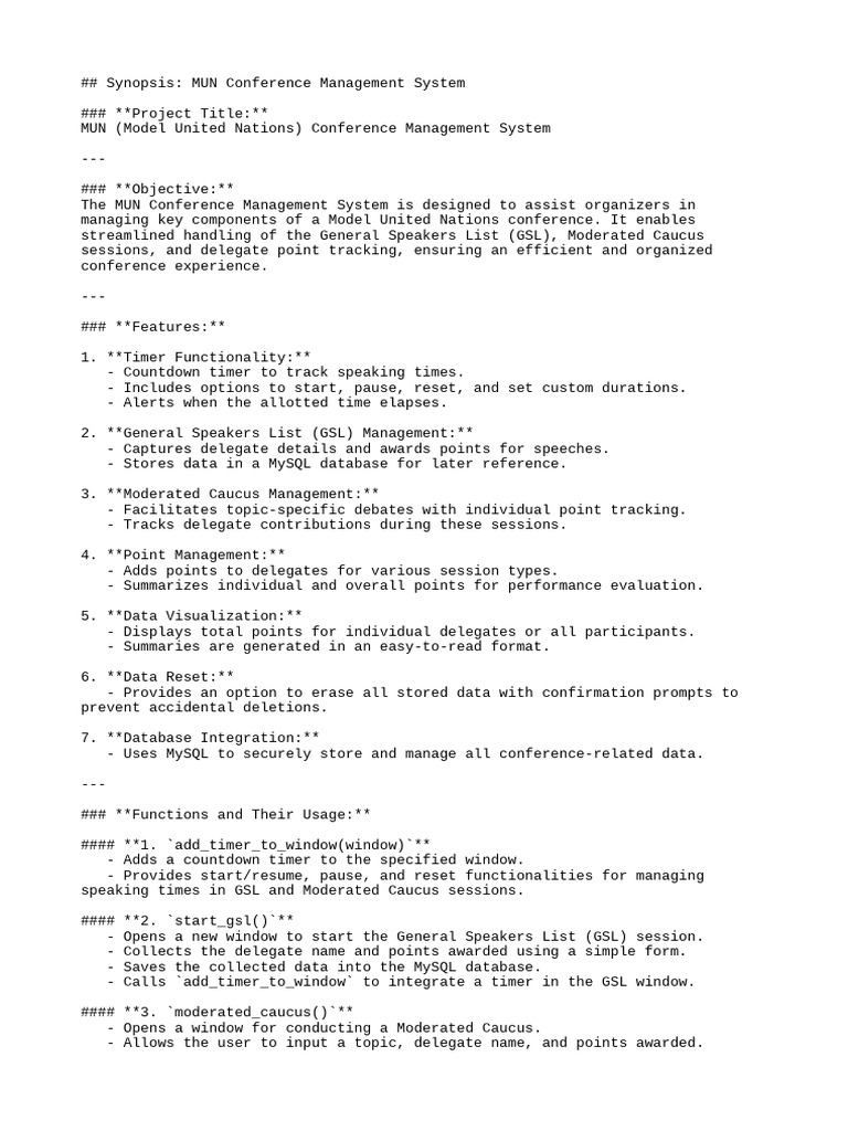 mun_conference_synopsis | PDF | Databases | My Sql