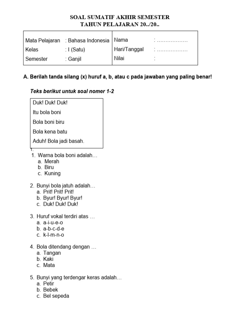 Sas Kelas 1 Bindo | PDF