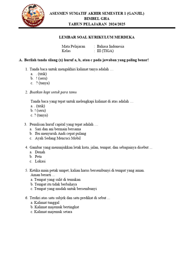 SAS BINDO KELAS 3 | PDF