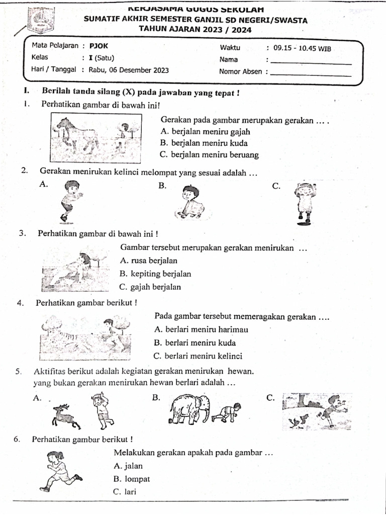 Sas Pjok Kelas 1 2023 | PDF