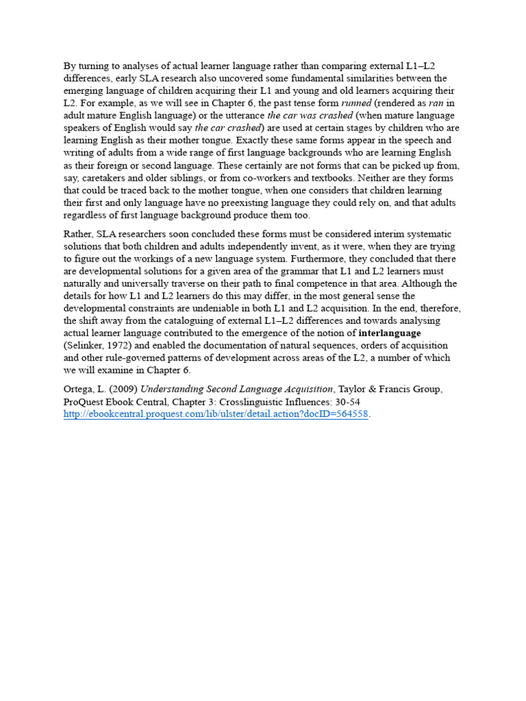 Ortega (2009) On Interlanguage | PDF